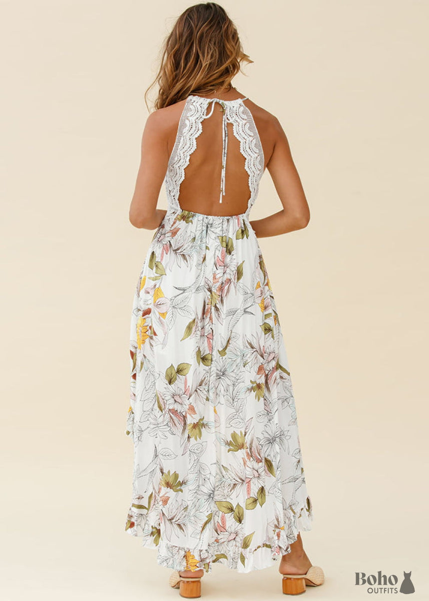 White Boho Sexy Midi Dress Bailey - Boho Dress Official