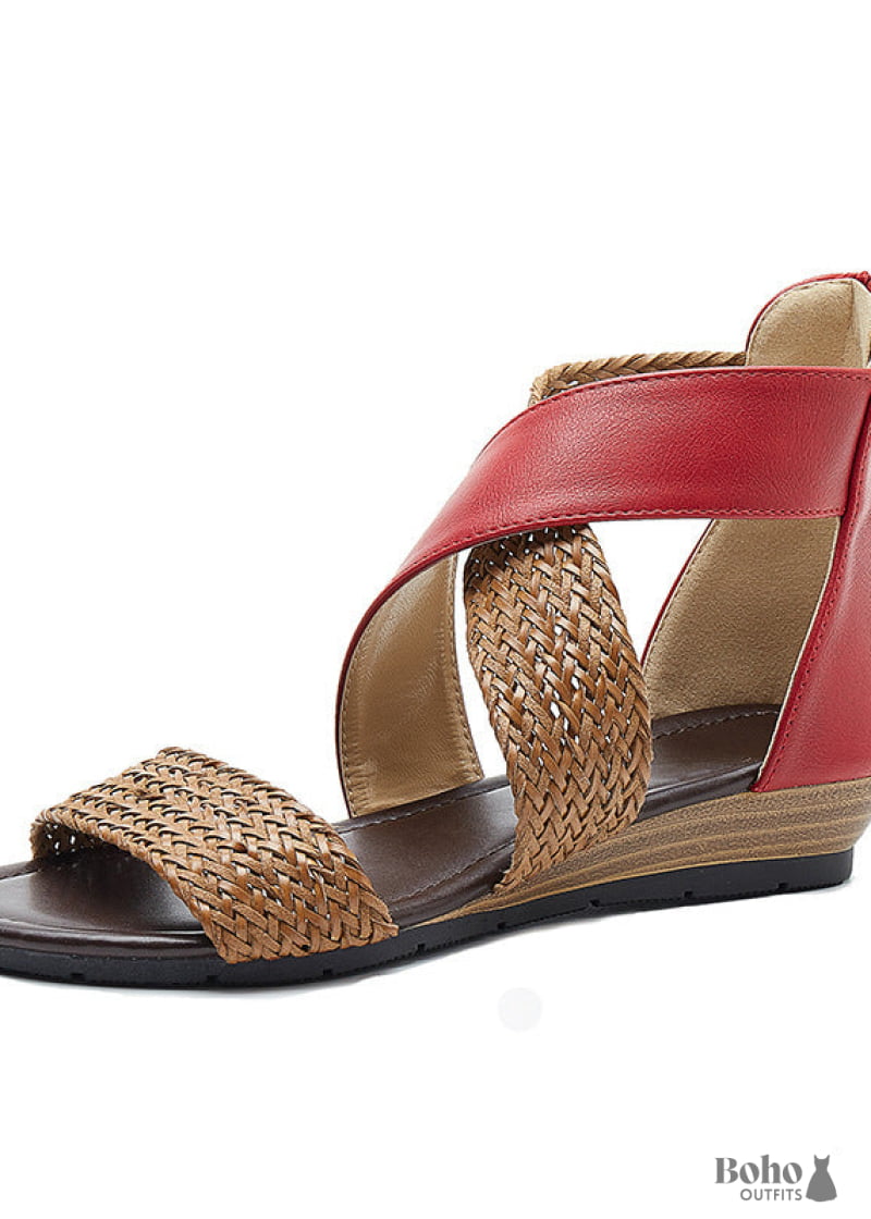 Boho Braided Wedge Sandals - Boho Dress Official