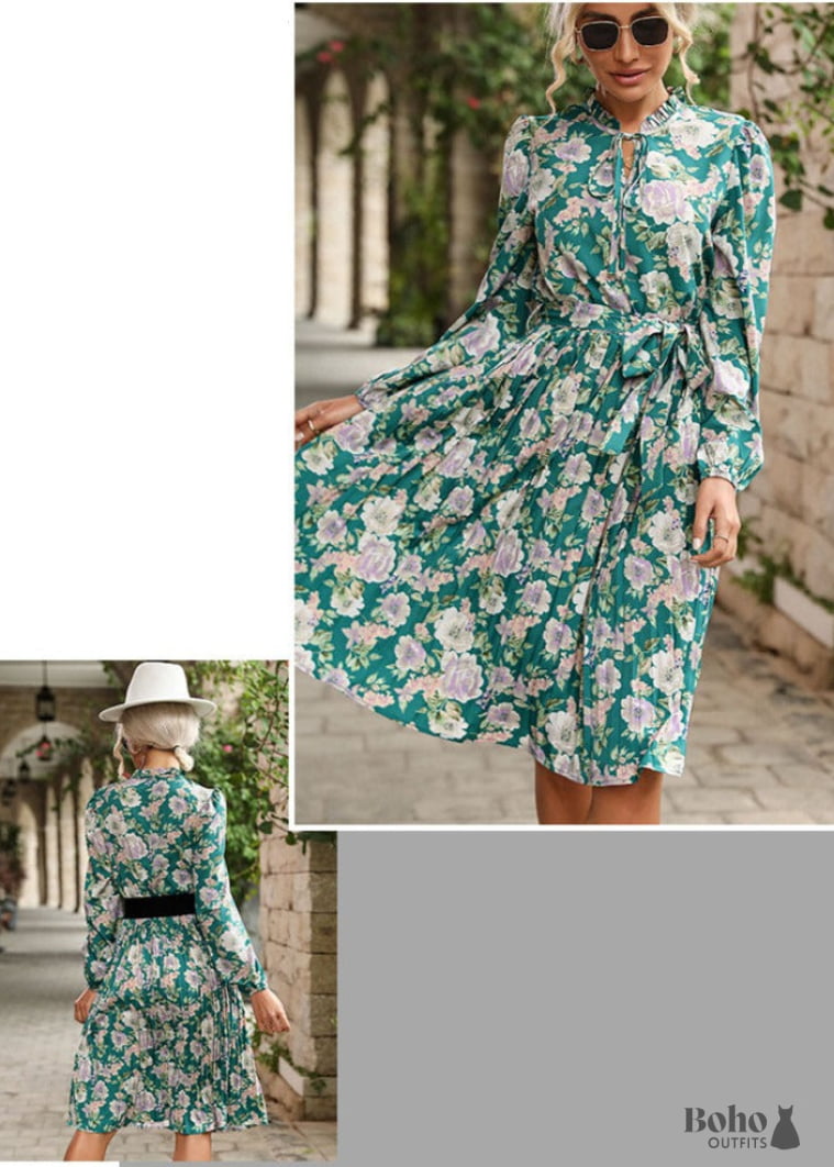 Boho Retro Long Sleeved Mini Dress Amy - Boho Dress Official