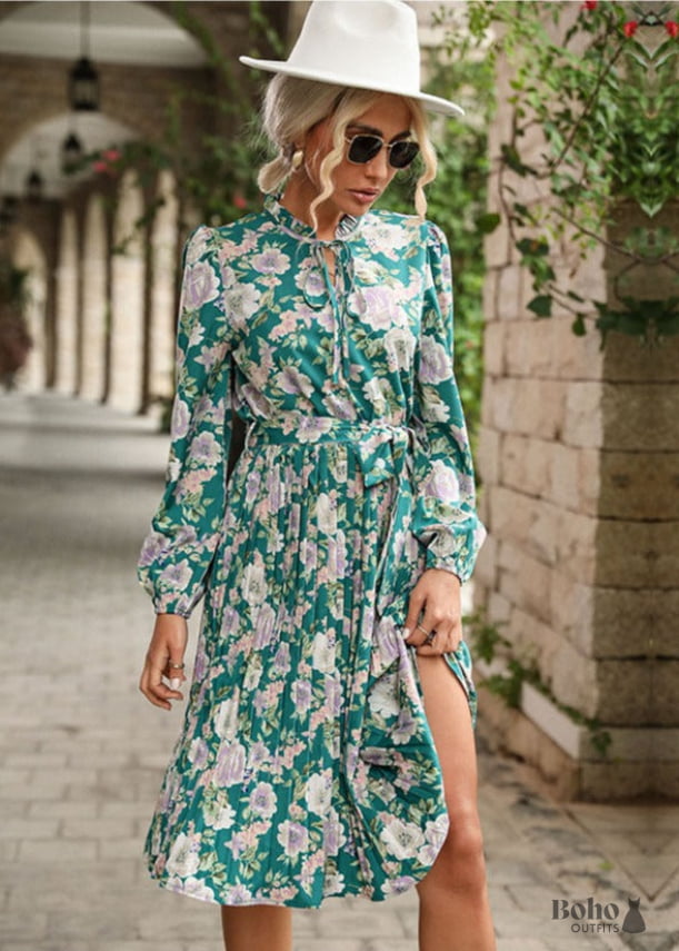 Boho Retro Long Sleeved Mini Dress Amy - Boho Dress Official