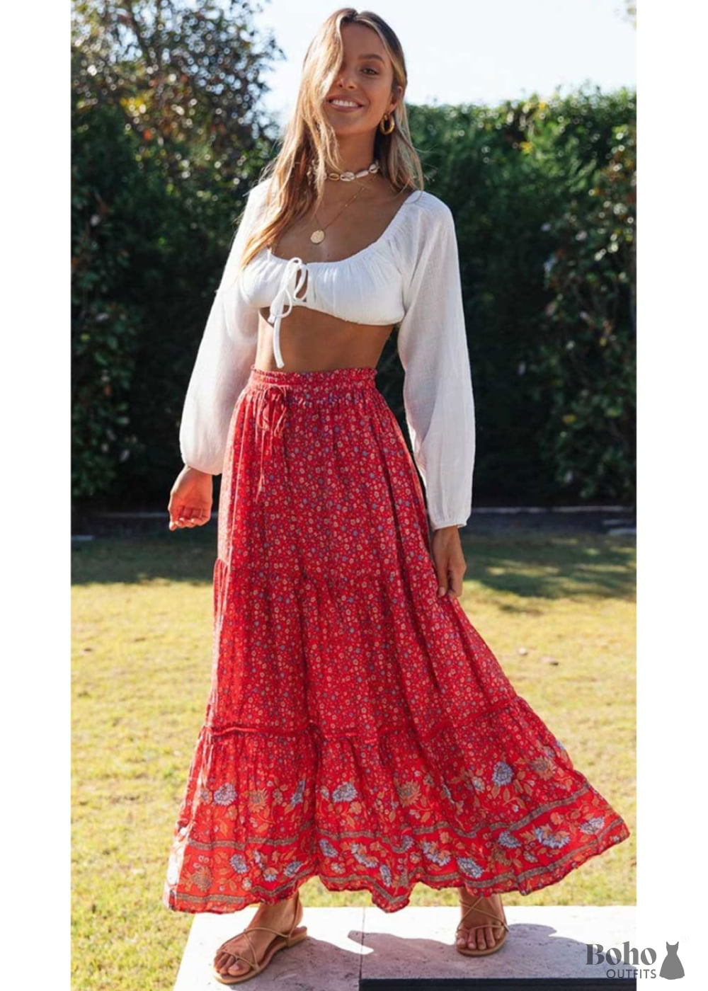 Boho Skirts in Mini Skirt Orange Nelia For Women - Boho – Boho Dress ...