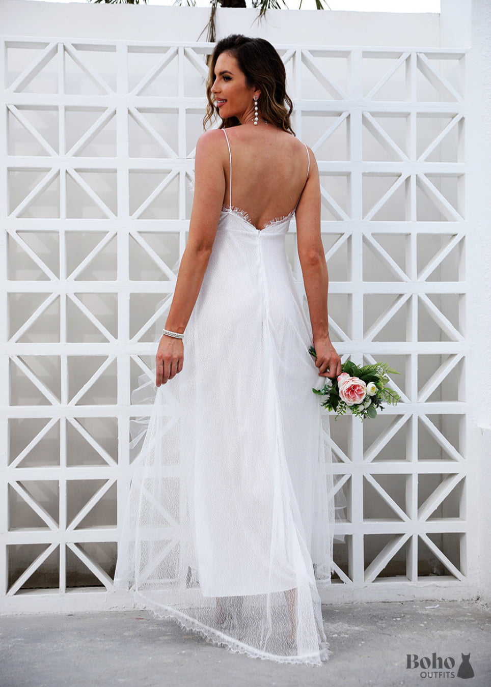 Lace Splice White Boho Maxi Dress Brianna - Boho Dress – Boho Dress ...