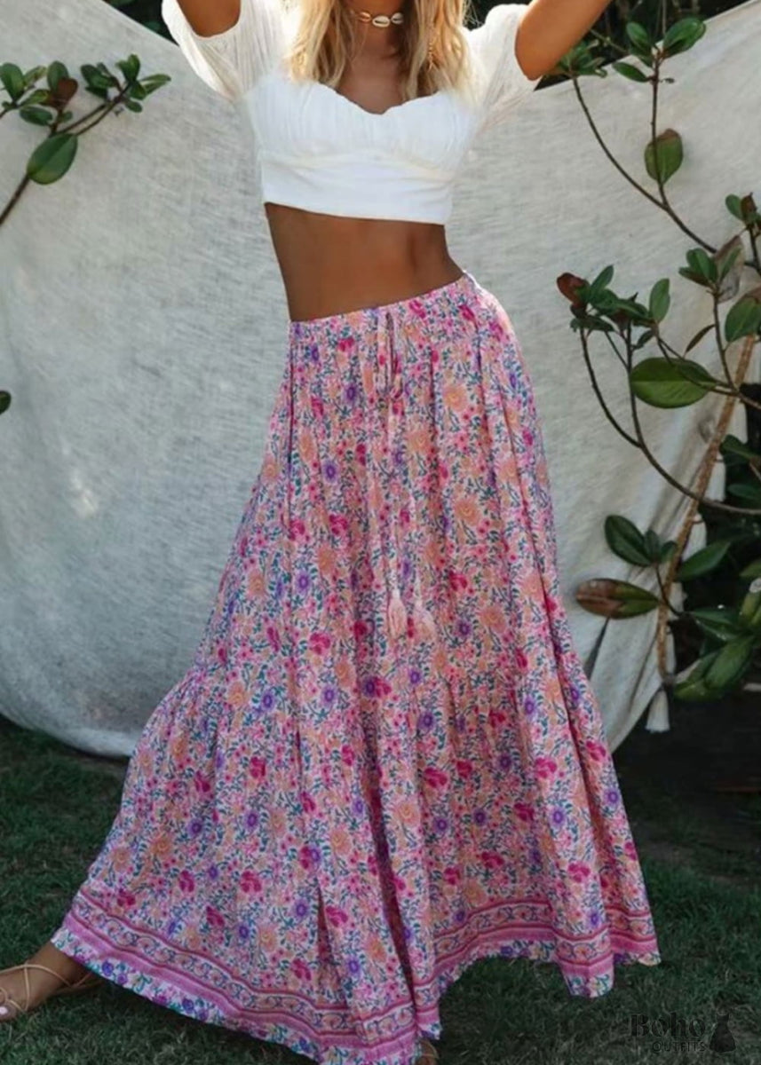 Boho Skirts in Floral in Pink For Women - Boho Dress – Boho Dress Official