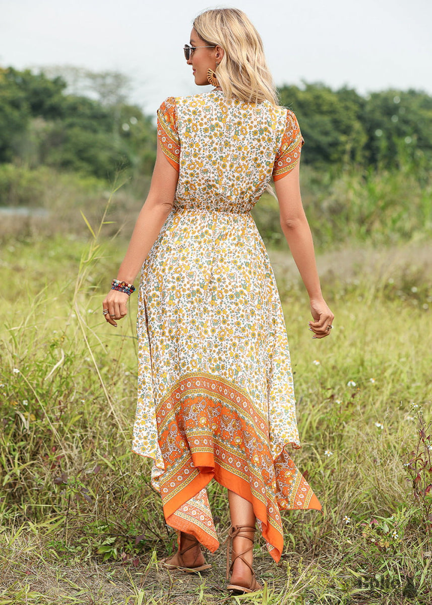 Boho V-Neck Floral Maxi Dress Riley - Boho Dress Official
