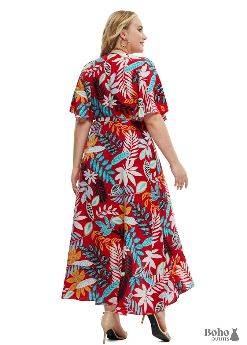 Plus Size Boho Wrap Maxi Dress Ryleigh - Boho Dress Official