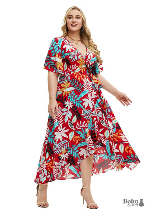 Plus Size Boho Wrap Maxi Dress Ryleigh - Boho Dress Official
